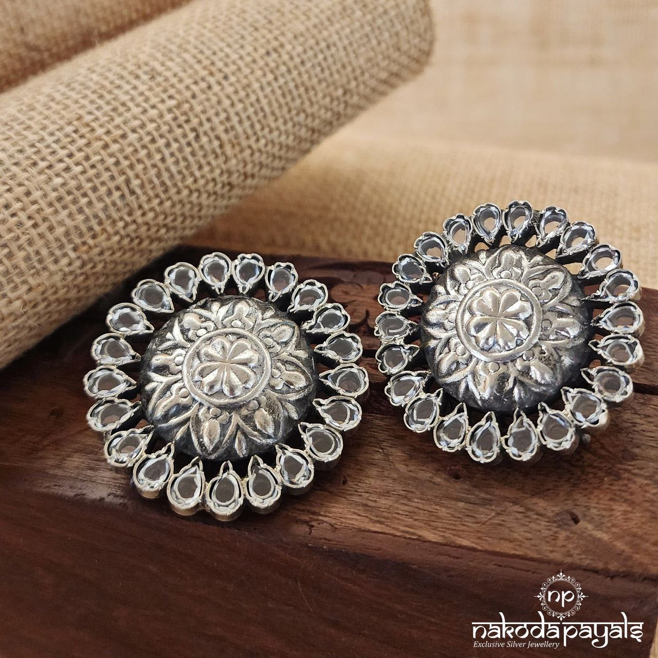 Big Flower Sparkling Studs (S9326) – Nakoda Payals