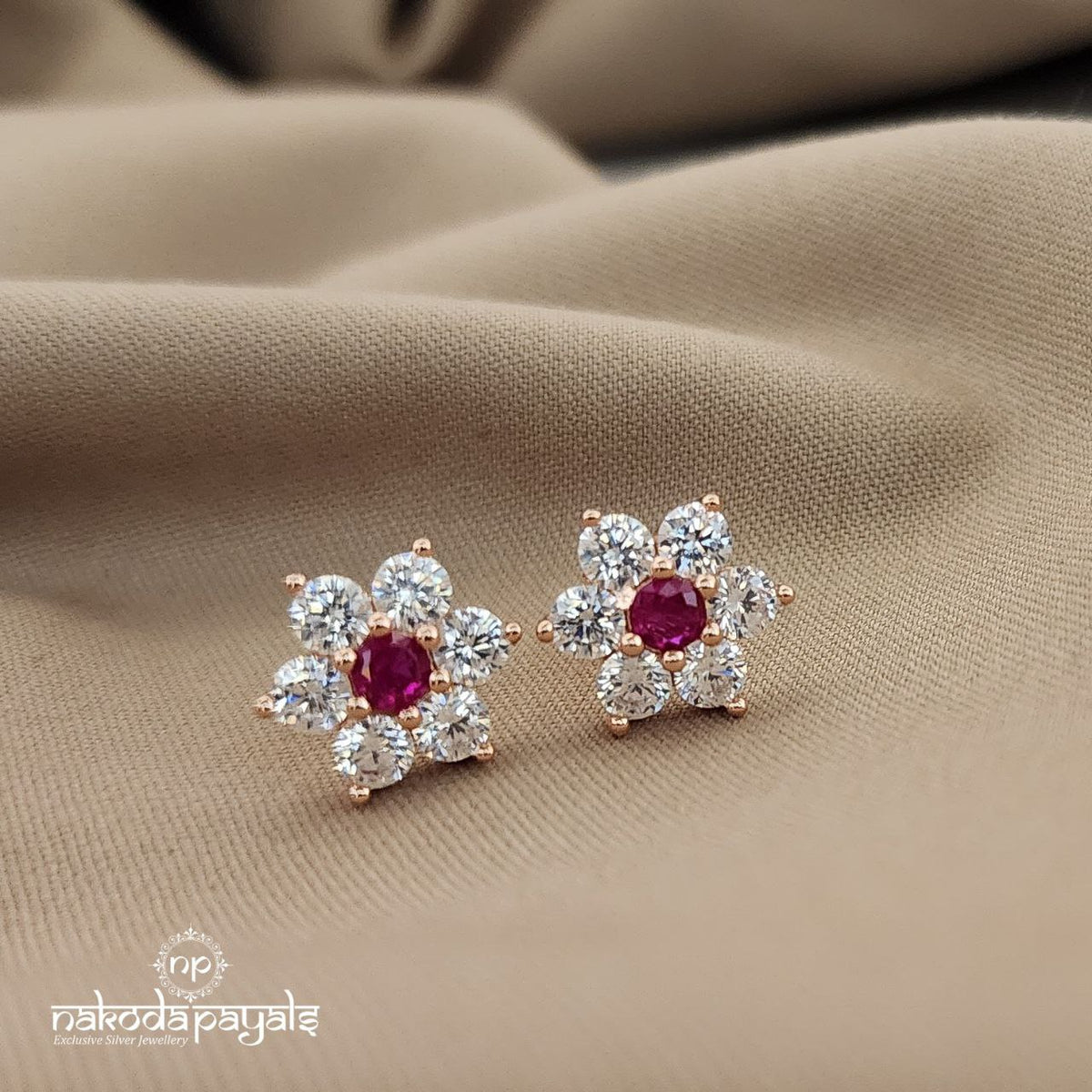 Mini red Flower Studs(St2135) – Nakoda Payals