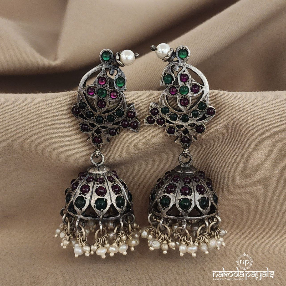 Traditional Kempu Jhumka (J5297) – Nakoda Payals