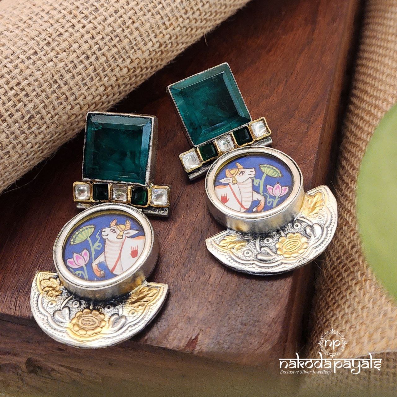Square Emerald Cow Chandbali (C8007) – Nakoda Payals