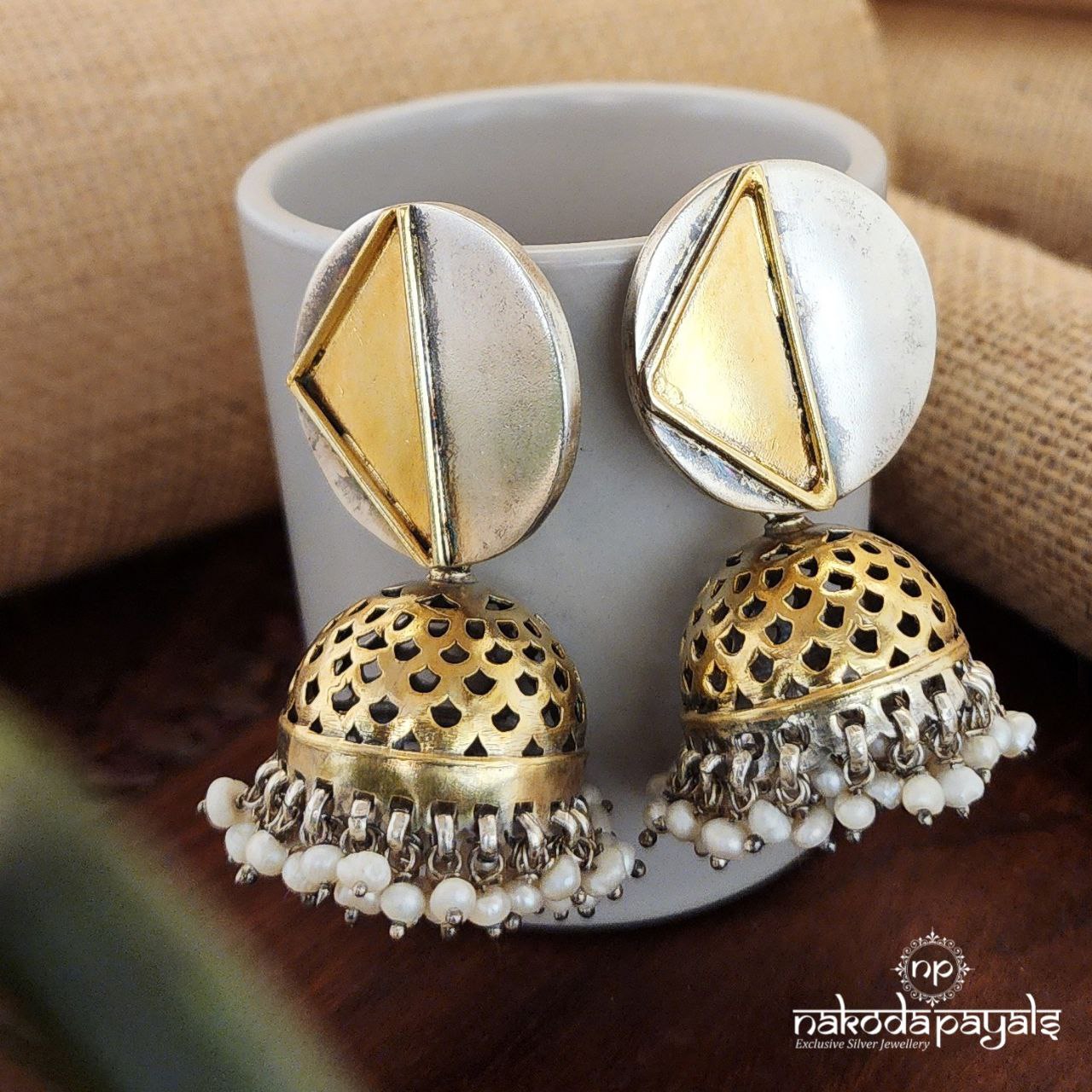 Triangular Dual Tone Jhumka (J7968) – Nakoda Payals