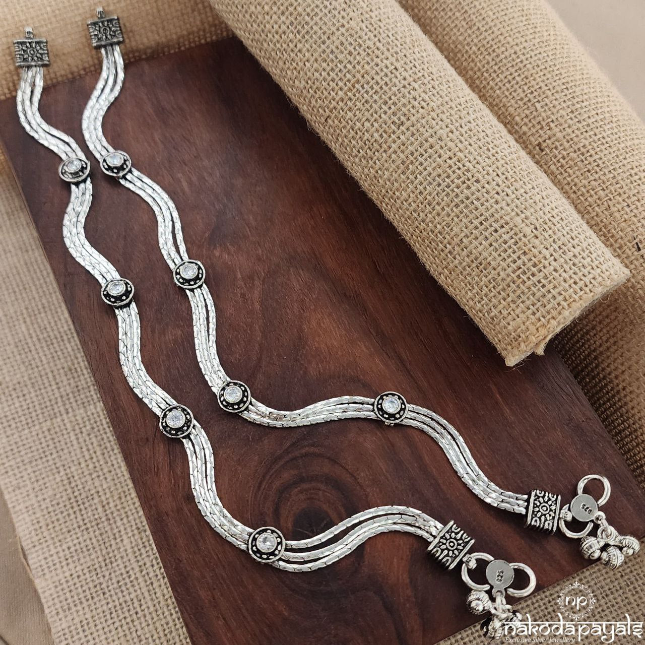 Triple Layered Flat Jingling Anklets (A6179) – Nakoda Payals