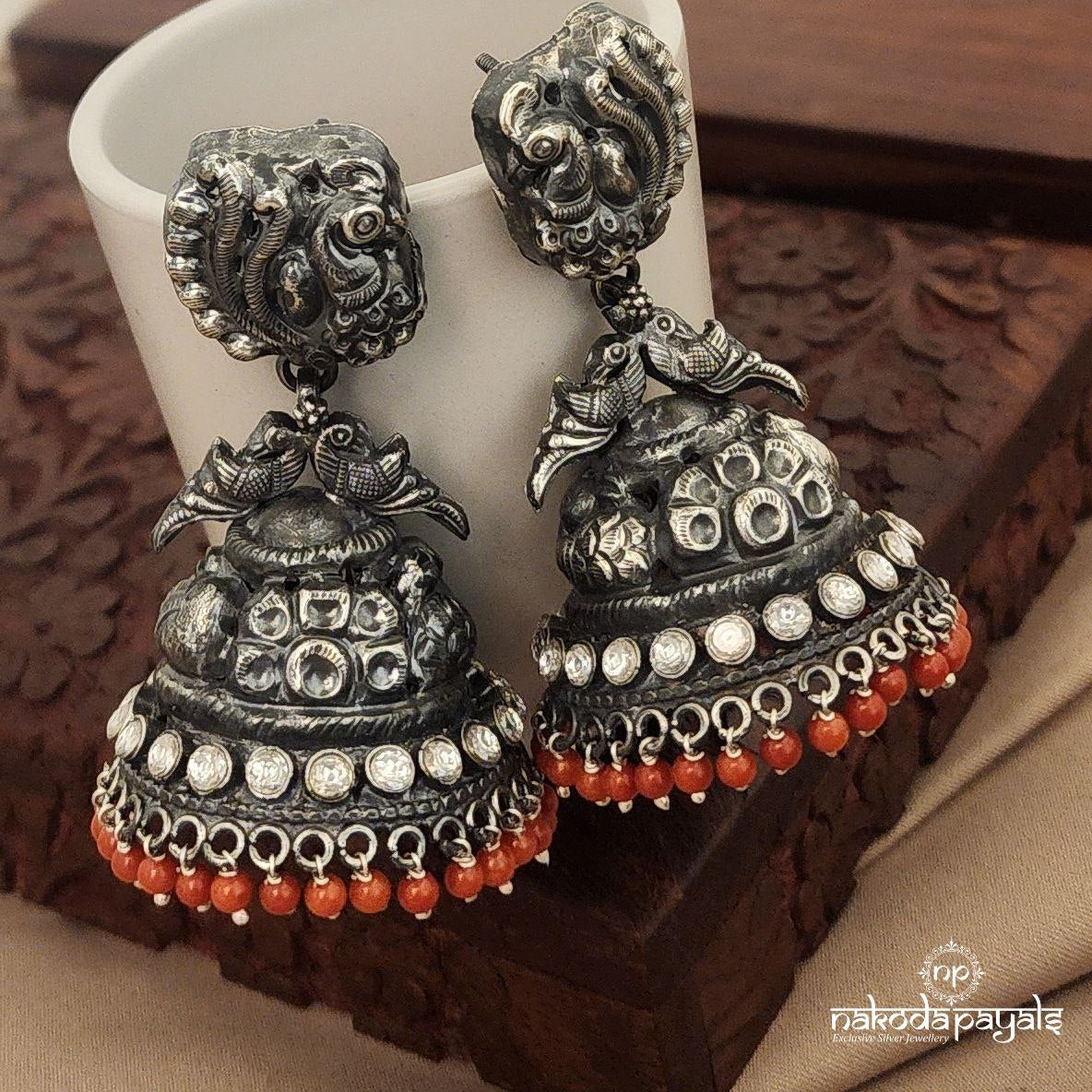 Coral Big Bell Kundan Jhumka (J7825) – Nakoda Payals