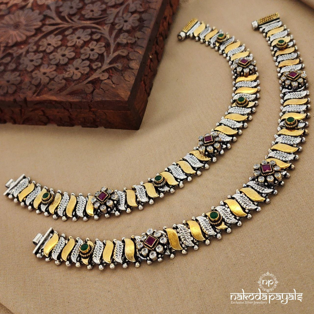 Leaf Dual Tone Anklets (A5566) – Nakoda Payals