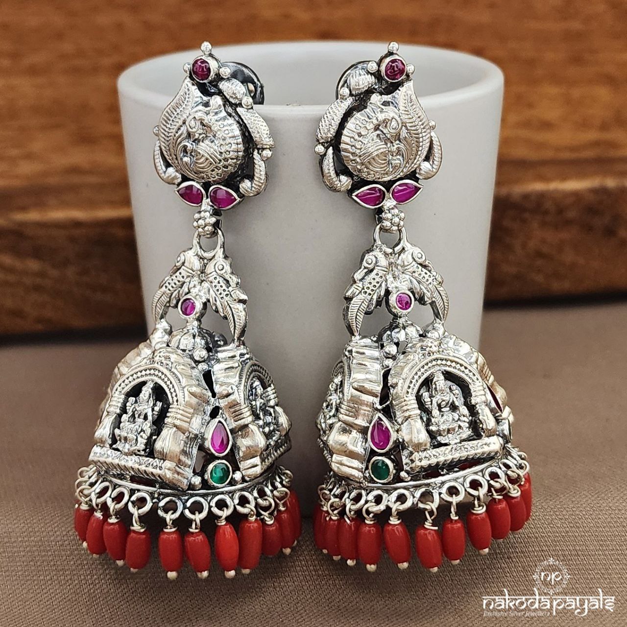 Kemp Coral Lakshmi Jhumka (J1467) – Nakoda Payals