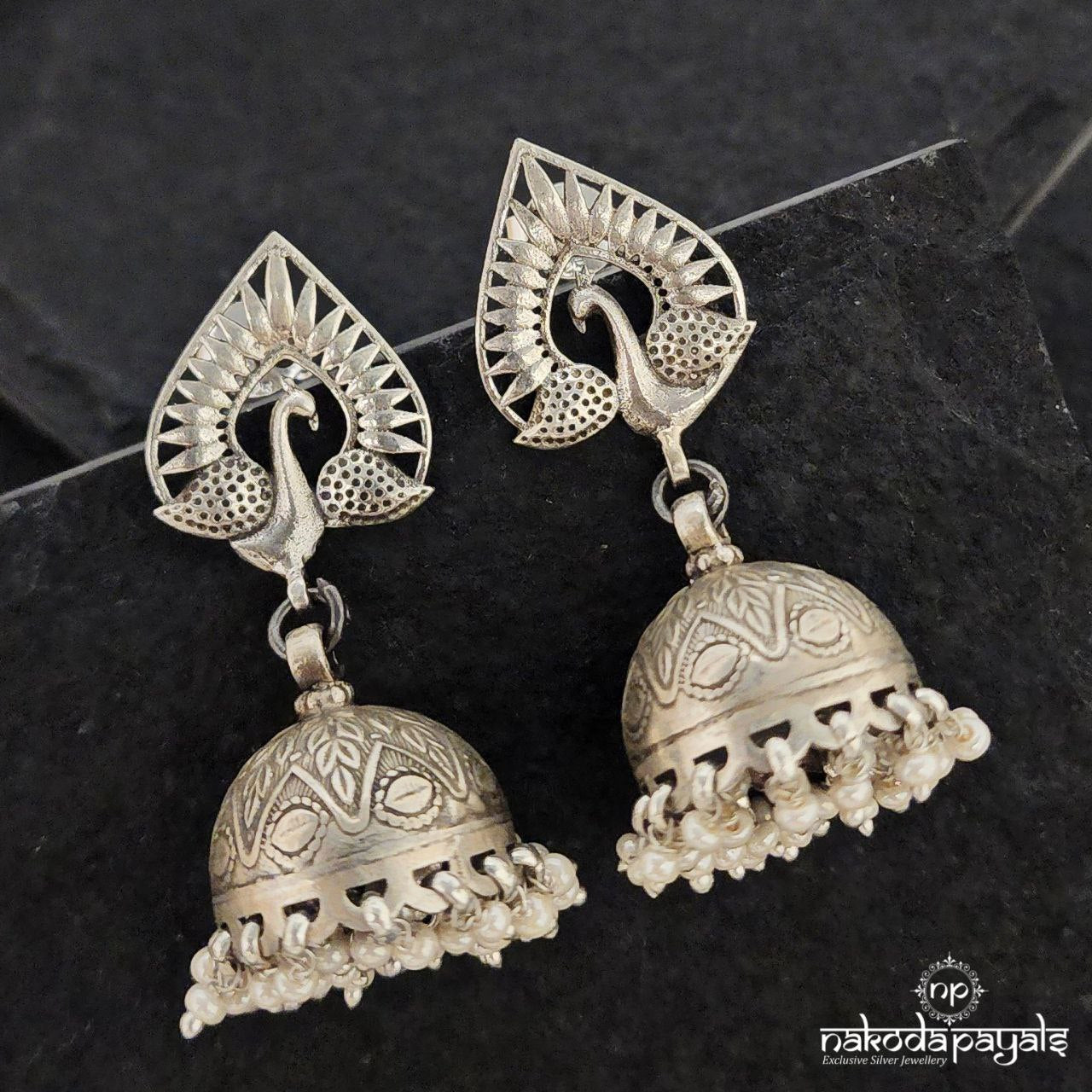 Peacock Charm Jhumka (J1094) – Nakoda Payals