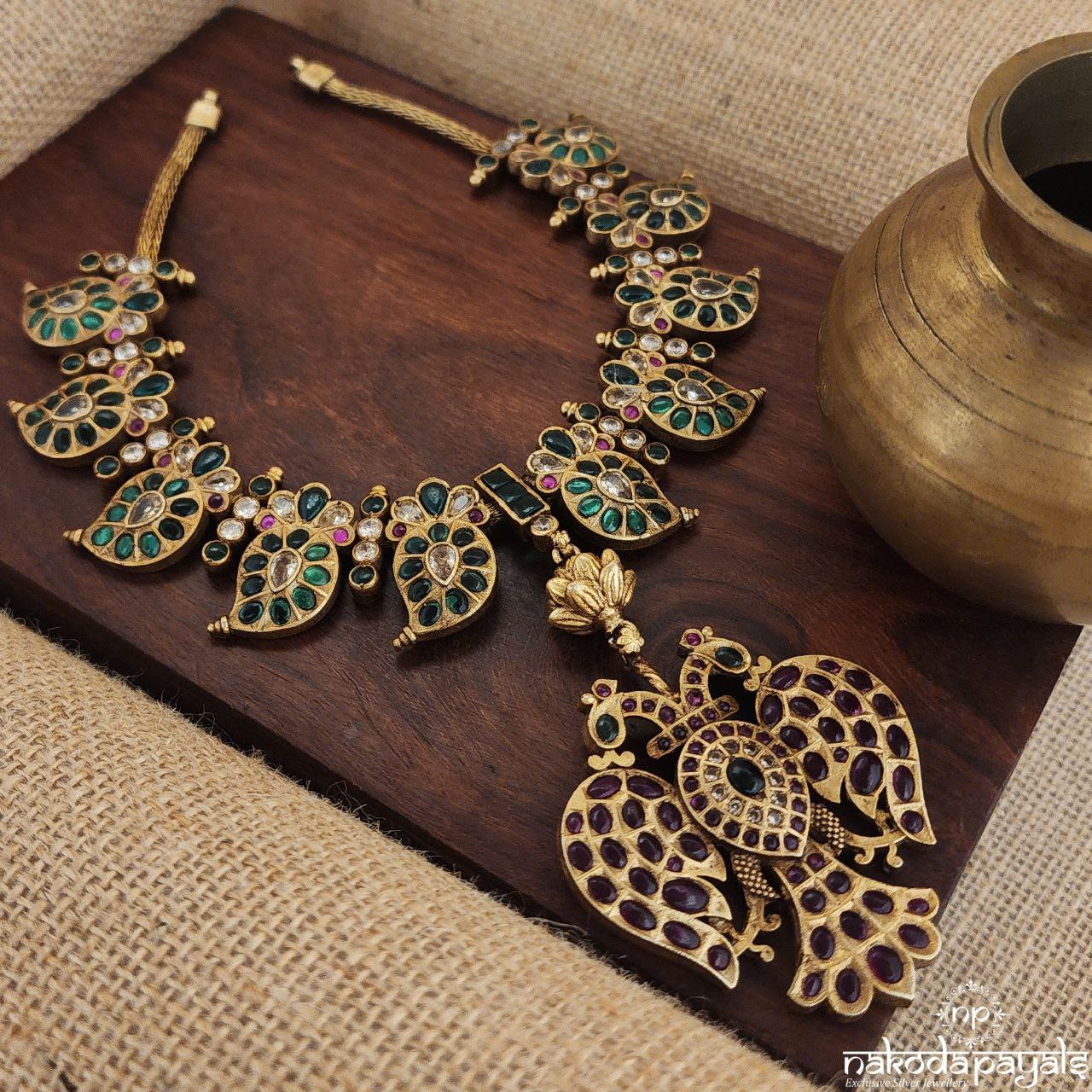 Green Mango Twin Peacock Neckpiece (Gn8240) – Nakoda Payals