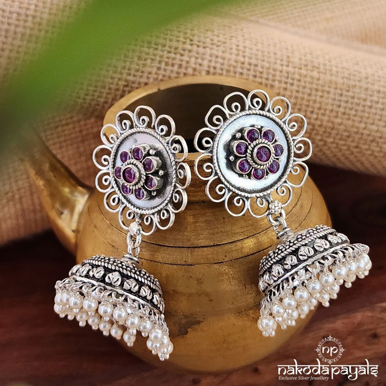 Ruby Flower Jhumka (J8025) – Nakoda Payals