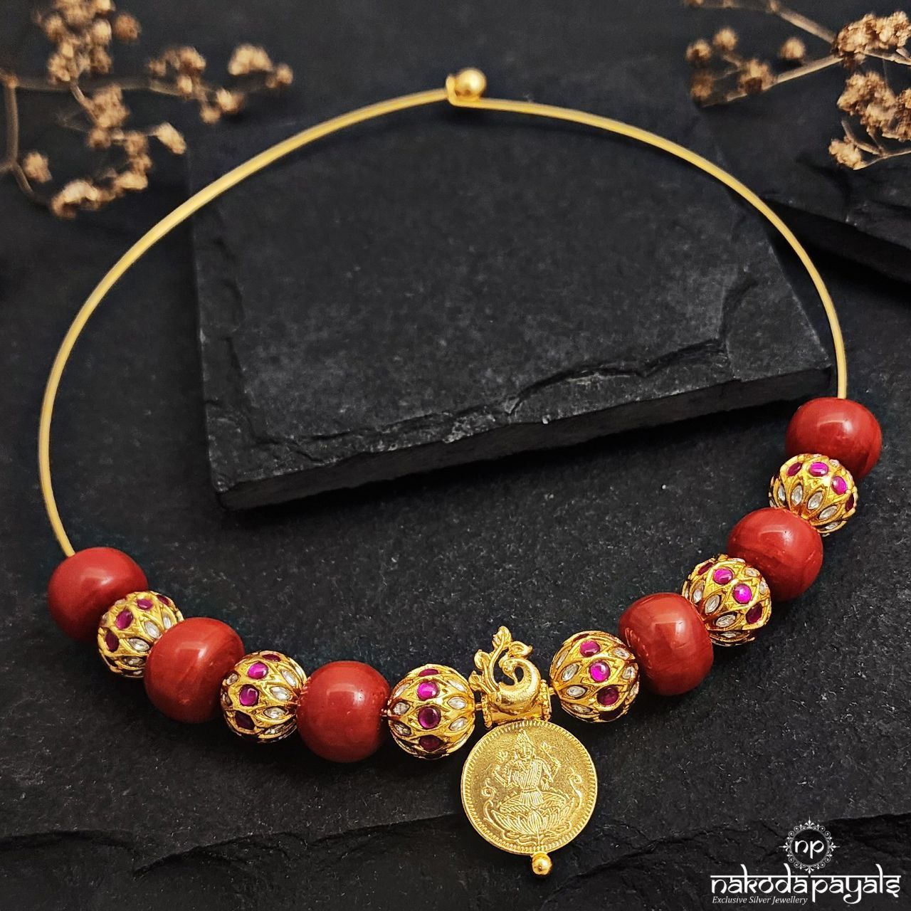 Peacock Lakshmi Coin Hasli (Gn8739) – Nakoda Payals