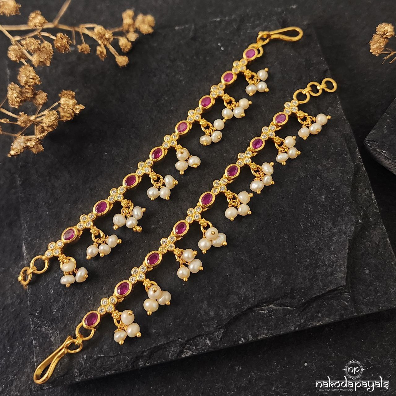 Silver Gold Plated Maang Tikka / Maati – Nakoda Payals