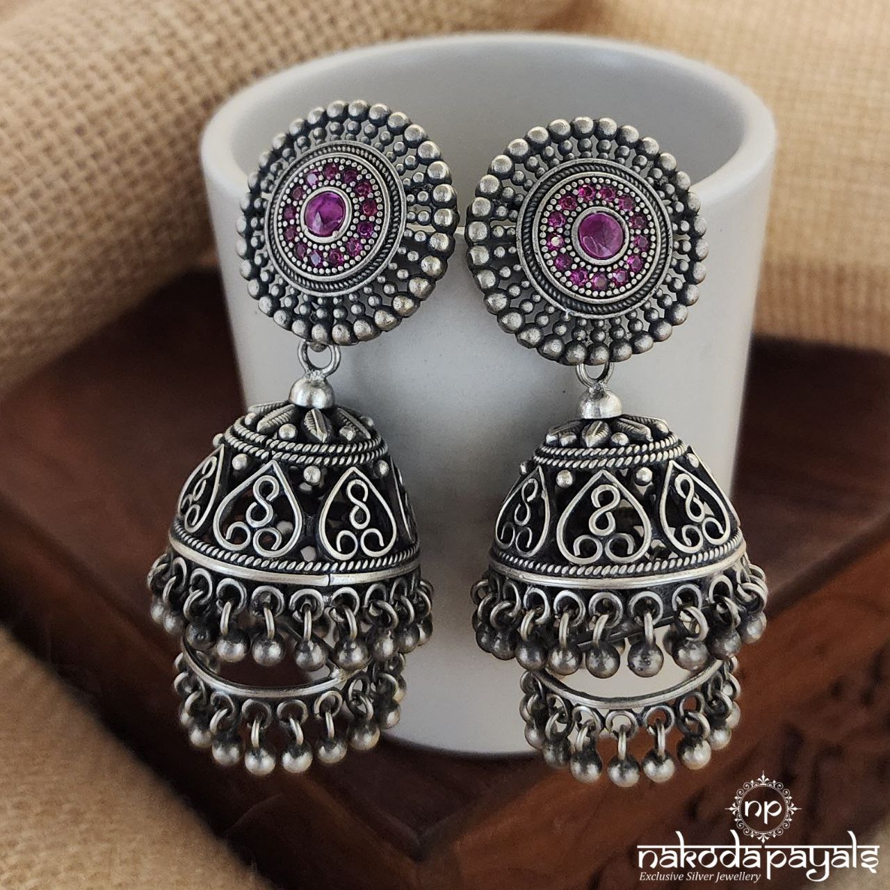 Ruby Double Ball Drop Jhumka (J8110) – Nakoda Payals